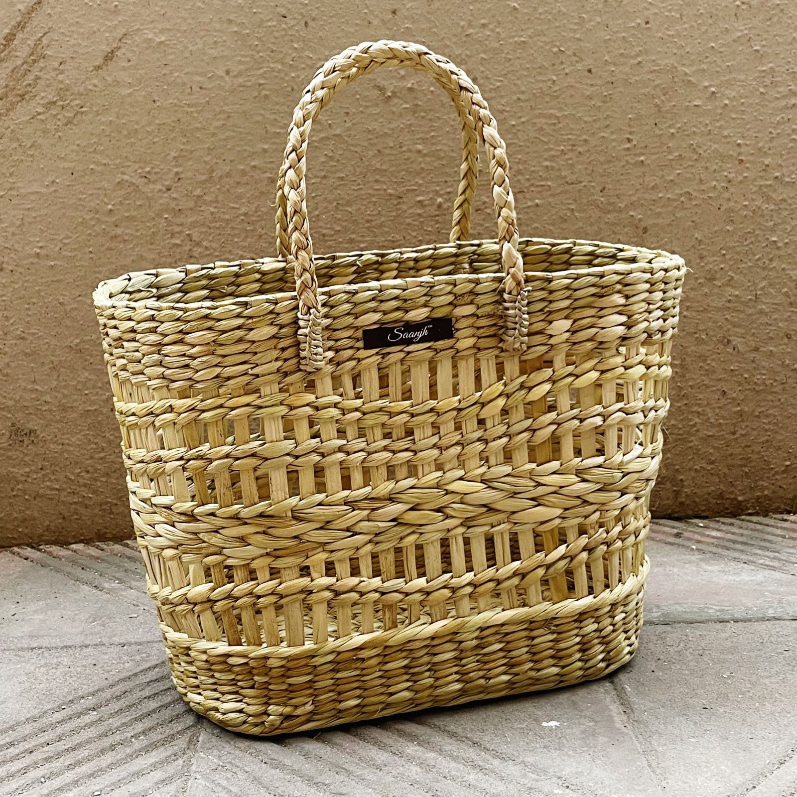 Golden Straw Wave Weave Handbag – Saanjh India